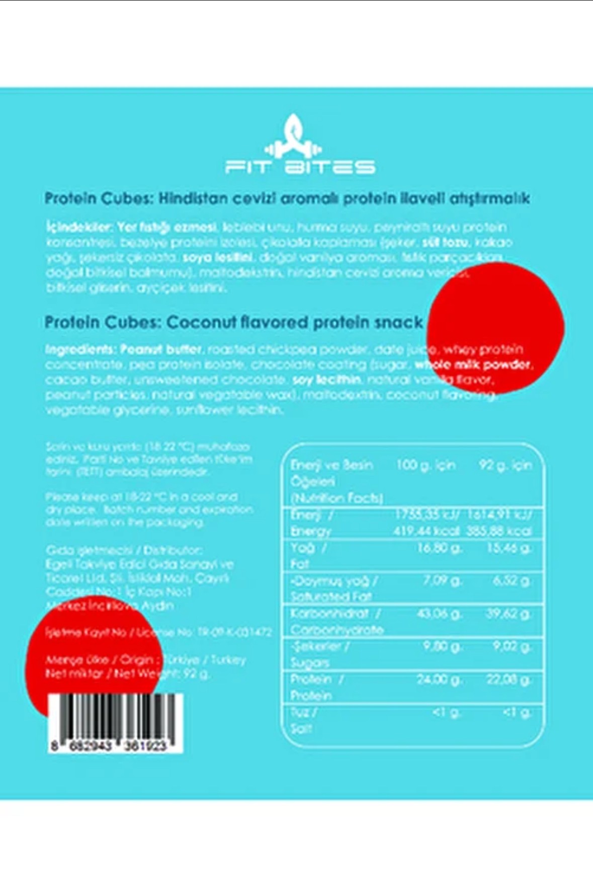 Fit Bites Protein Cubes Hindistan Cevizli 92gr (Yüksek Proteinli ...